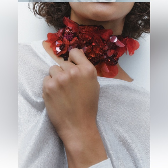 Zara | Jewelry | Zara Red Sequin Choker Limited Edition | Poshmark